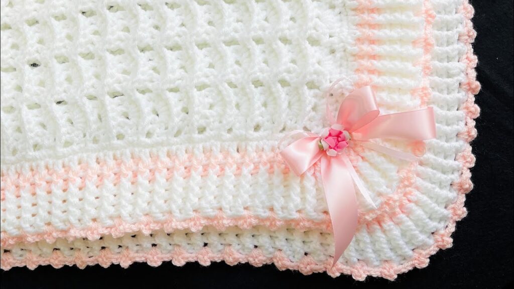 Manta para bebé a crochet paso a paso con punto de conchitas - ARTE CROCHET